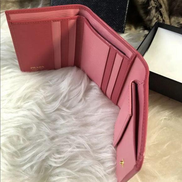Prada | Bags | New Authentic Prada Ladies Trifold Wallet In Pink | Poshmark